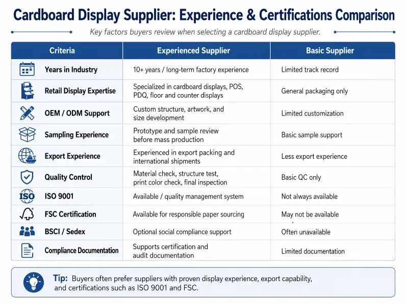 Cardboard Display Supplier: Judge Experience & Certifications